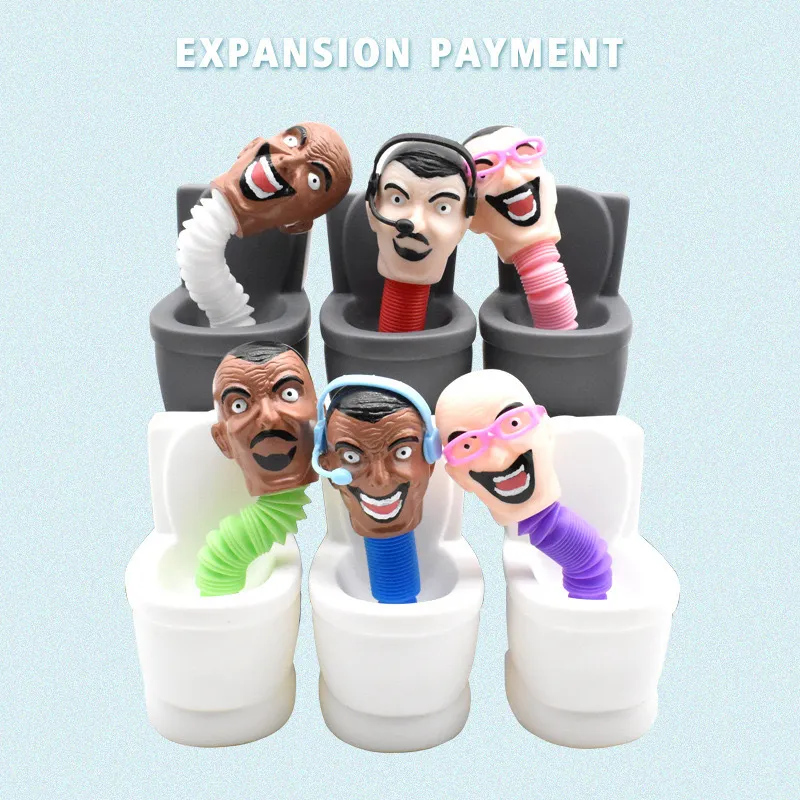 Skibidi Toilet Plush Toy Retractable Tube Vinyl Squeeze Doll, Fun ...