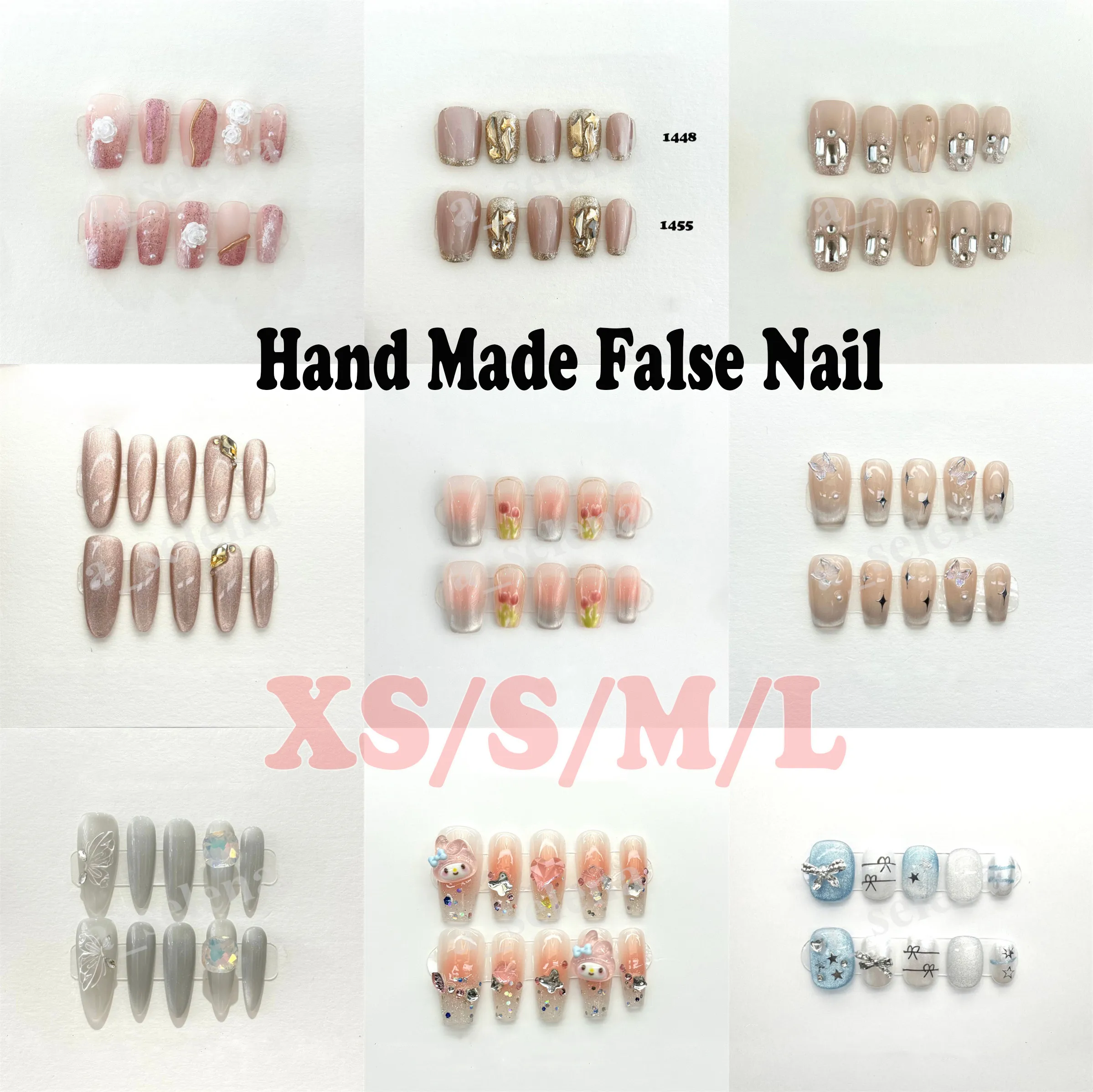 DHgate.com:Handmade XS-L Nail Art Tips: 10Pcs Full Cover False Press-On ...