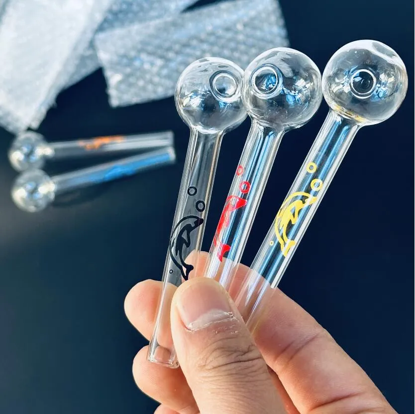 4 Inch /10cm Pyrex Glass Oil Burner Pipe Mini Smoking Hand Thick ...