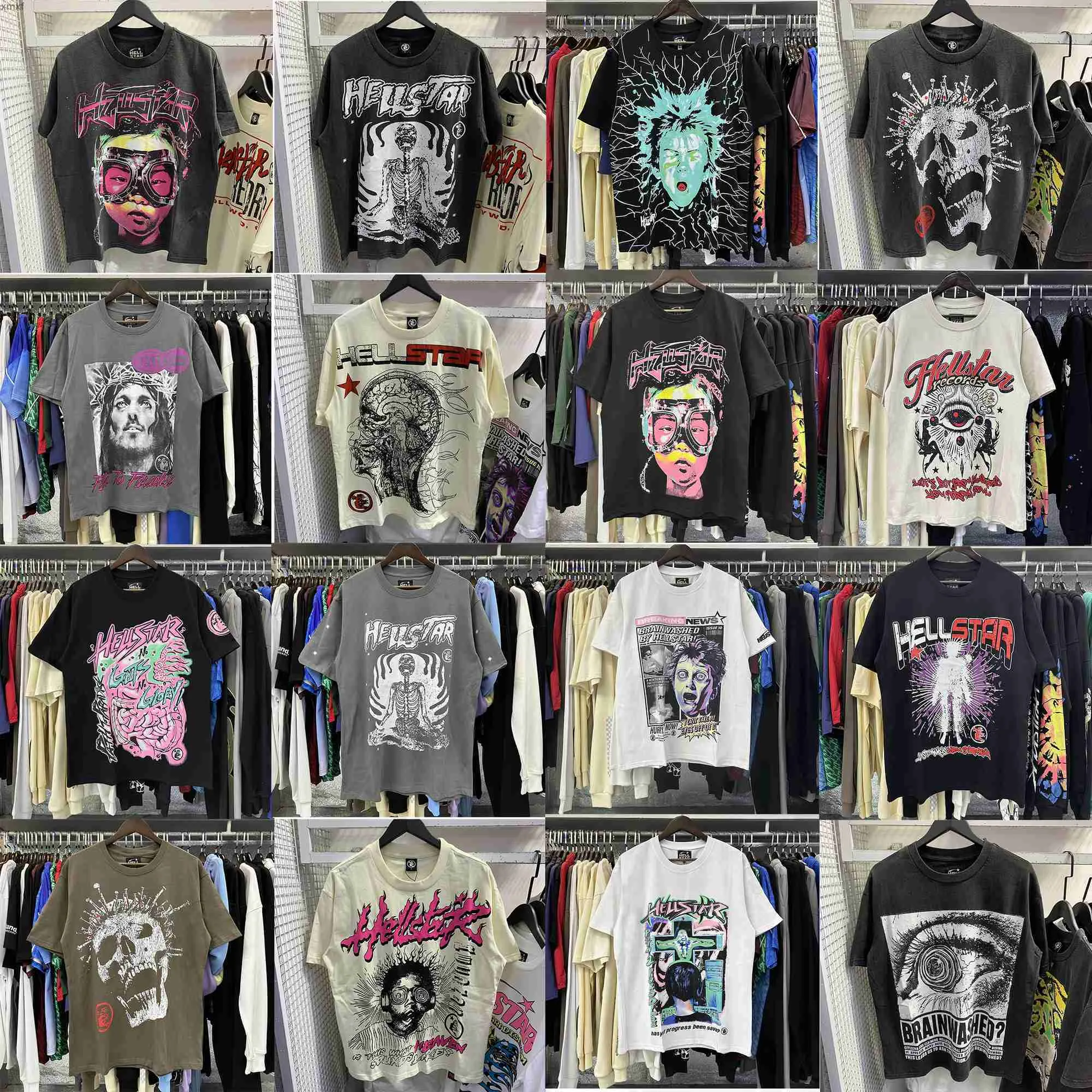designer hellstar shirt Mens T-Shirts Short Sleeve Tee Men Women High ...
