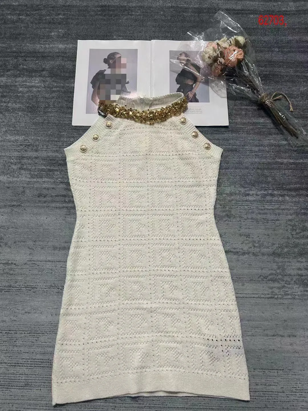 DHgate.com:Elegant Sleeveless O-Neck Beaded Spring Dress:Apparel