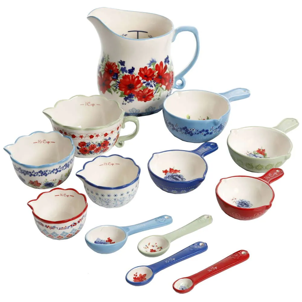 Charming Kitchen Measuring Set - Durable Stoneware Cups & Spoons ...
