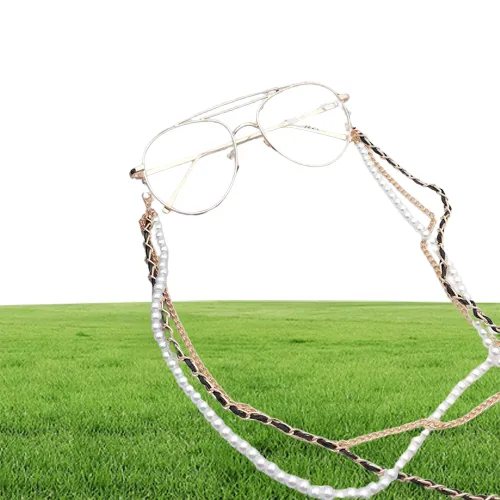Eyeglass Chain Three Lines Artificial Pearls Silver and Gold Acrylic ...