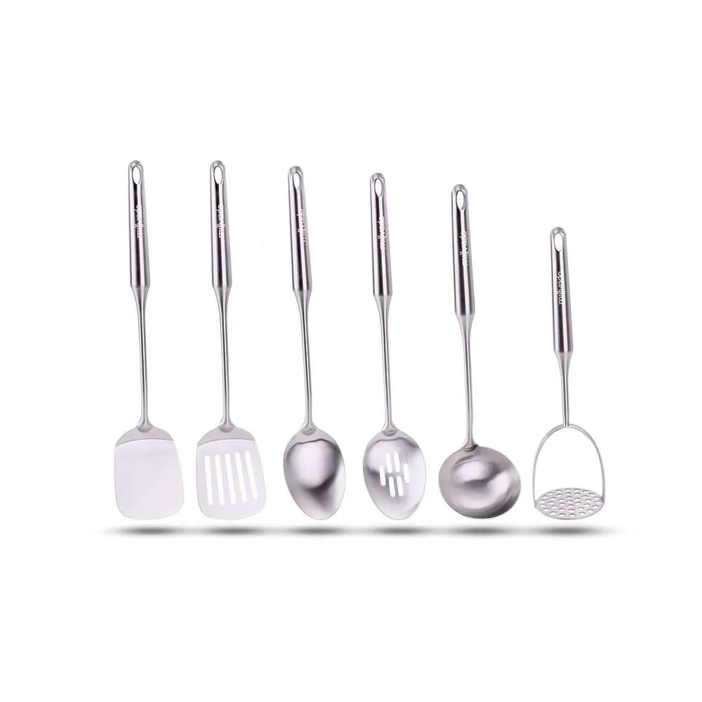 6-Piece Stainless Steel Kitchen Utensil Set: Cooking & Serving Tools ...