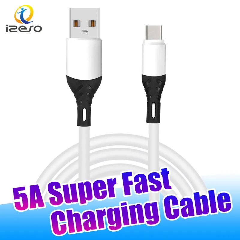 5A Fast Charger Type C USB Cables Liquid Silicone Line 1M 3ft Sync Data ...