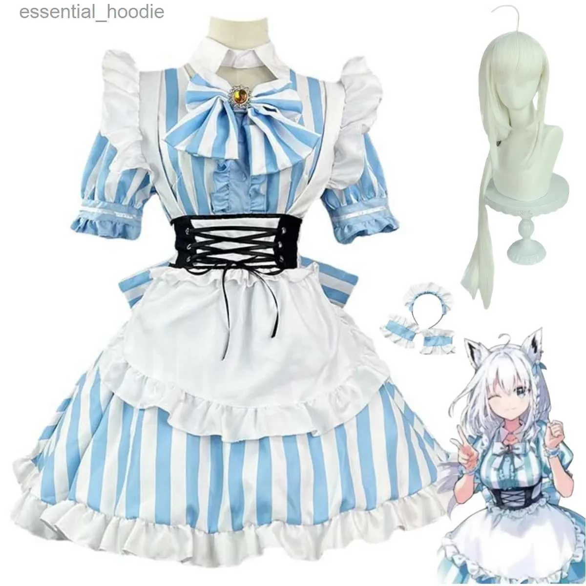 DHgate.com:Fubuki Holographic Virtual YouTuber Anime Cosplay Maid Dress ...