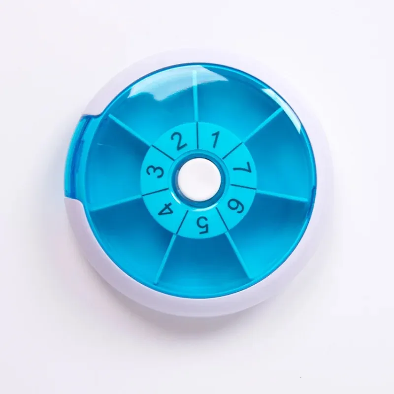 7 Day Pill Organizer - Portable Weekly Pill Box, Rotating Medicine ...
