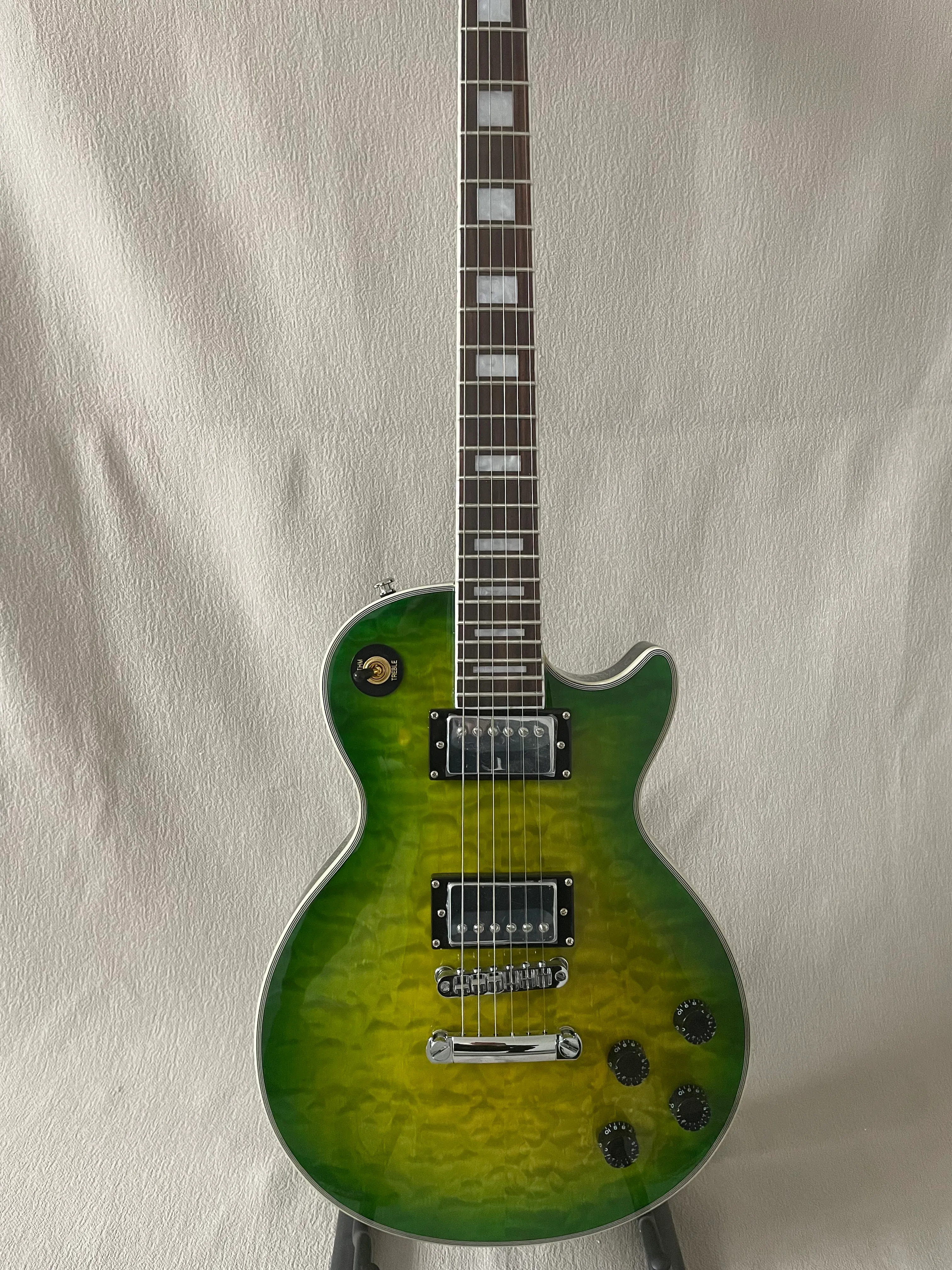 DHgate.com:Vibrant Green Patterned Electric LP Guitar with Solid Wood ...