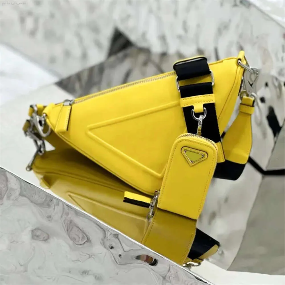 Designer Genuine Leather Triangle Yellow Waist Bag For Women Luxury ...