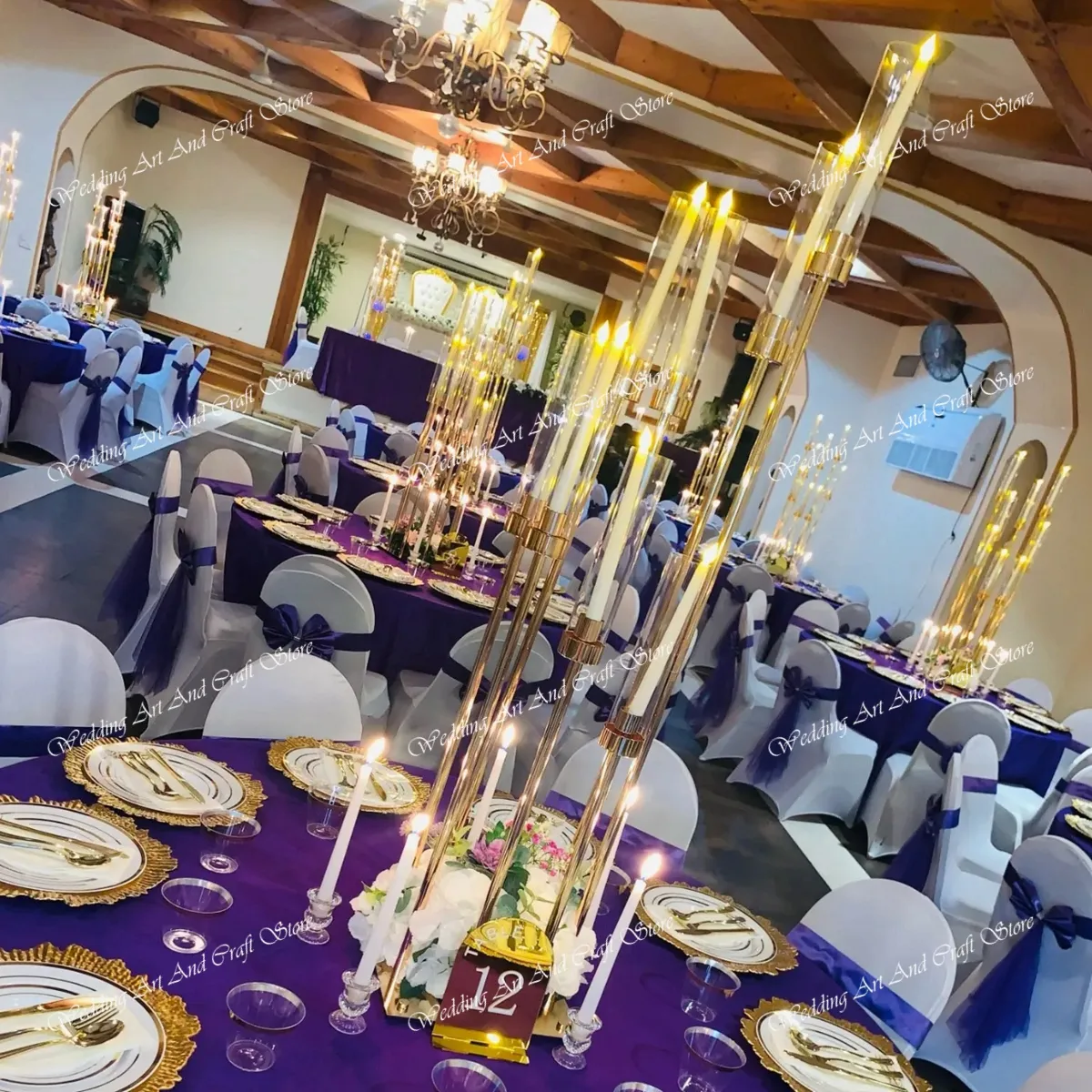 Shiny Gold Column Centerpiece Table Column Pillar Flower Stand ...