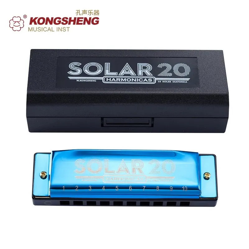 10-Hole Blues Harmonica | Diatonic Mouth Organ in C Key - Black, Golden ...