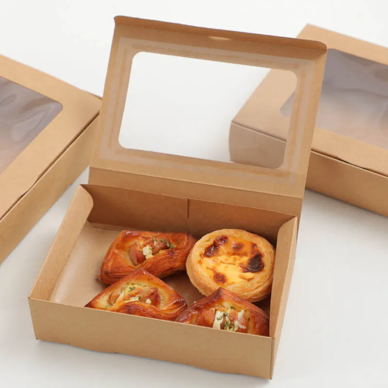 Kraft Paper Gift Box With Clear Window Cookie, Bakery & Party Favor ...