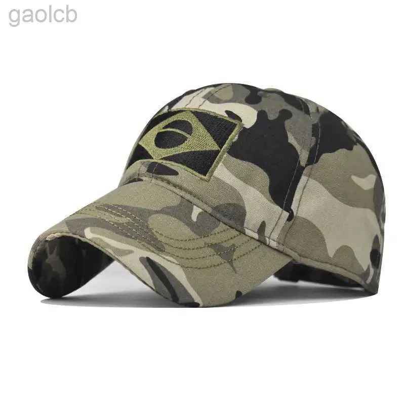 Military Camouflage Cap For Men Embroidered Brazilian Flag, Wide Bucket ...