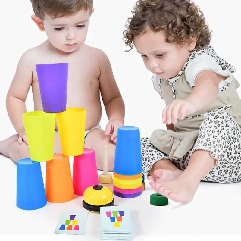 Montessori Nesting Stacking Toys Colorful Education Game For Cognitive ...