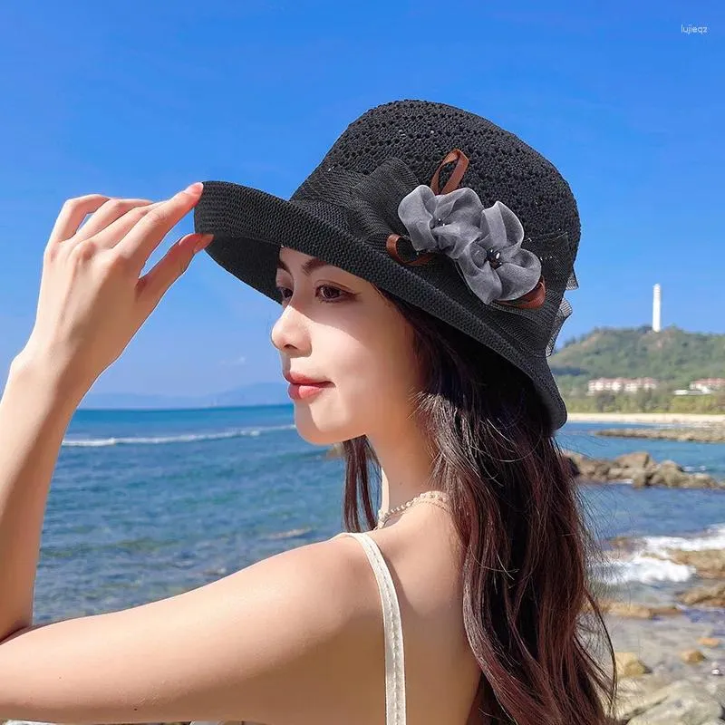 Soft Lace Sun Hats For Women Wide Brim Floppy Hollow Summer Fashion