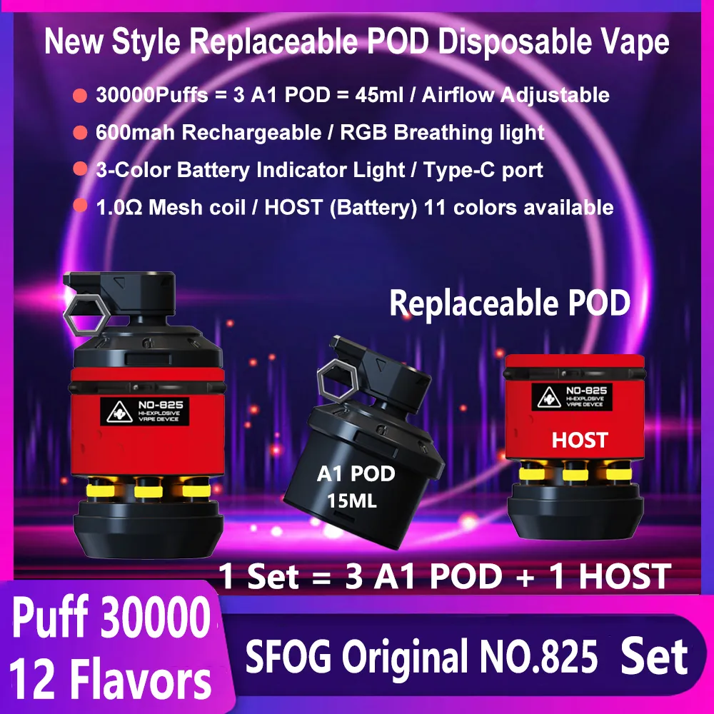 SFOG Original Puff 30000 Disposable Vape Replaceable Pod Vapes Kit NO ...