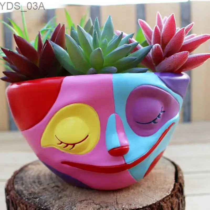 Colorful Face Flower Planter For Indoor/Outdoor Resin Succulents ...