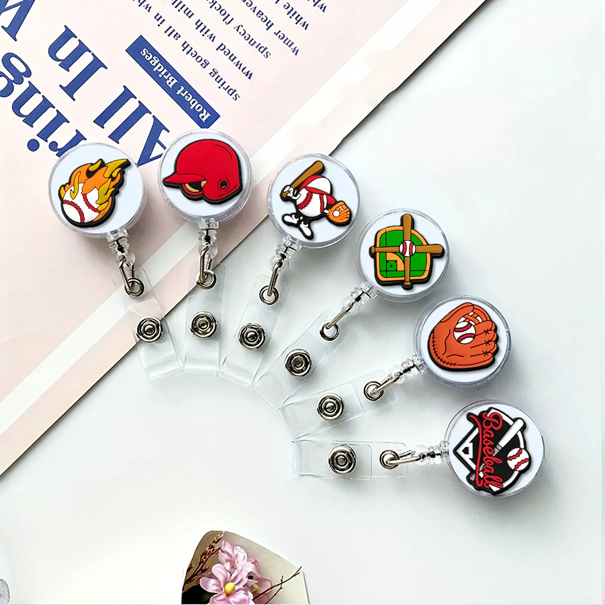 DHgate.com:Baseball Badge Holders - 6 Colorful Work Clips for Employee ...