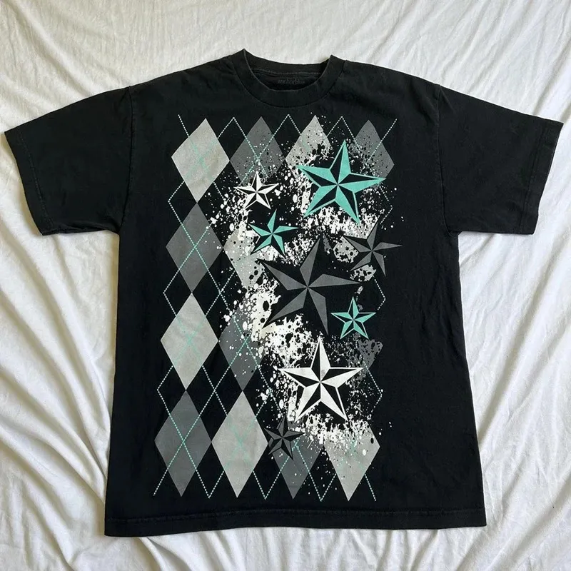 Cyber Grunge Y2K Star Skull Print Graphic shirt with t shirt Cyber Grunge Y2K Star Skull Print Graphic shirt with t shirt