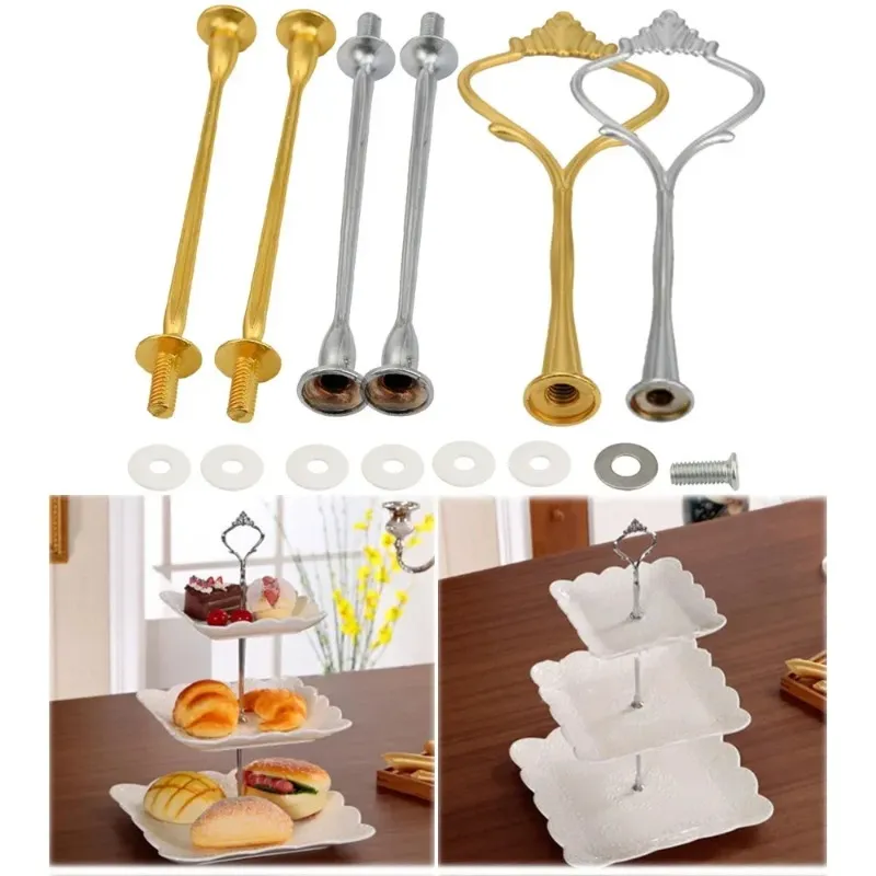 3-Tier Cake Stand Hardware - Gold Crown Handle Fitting for DIY Dessert ...