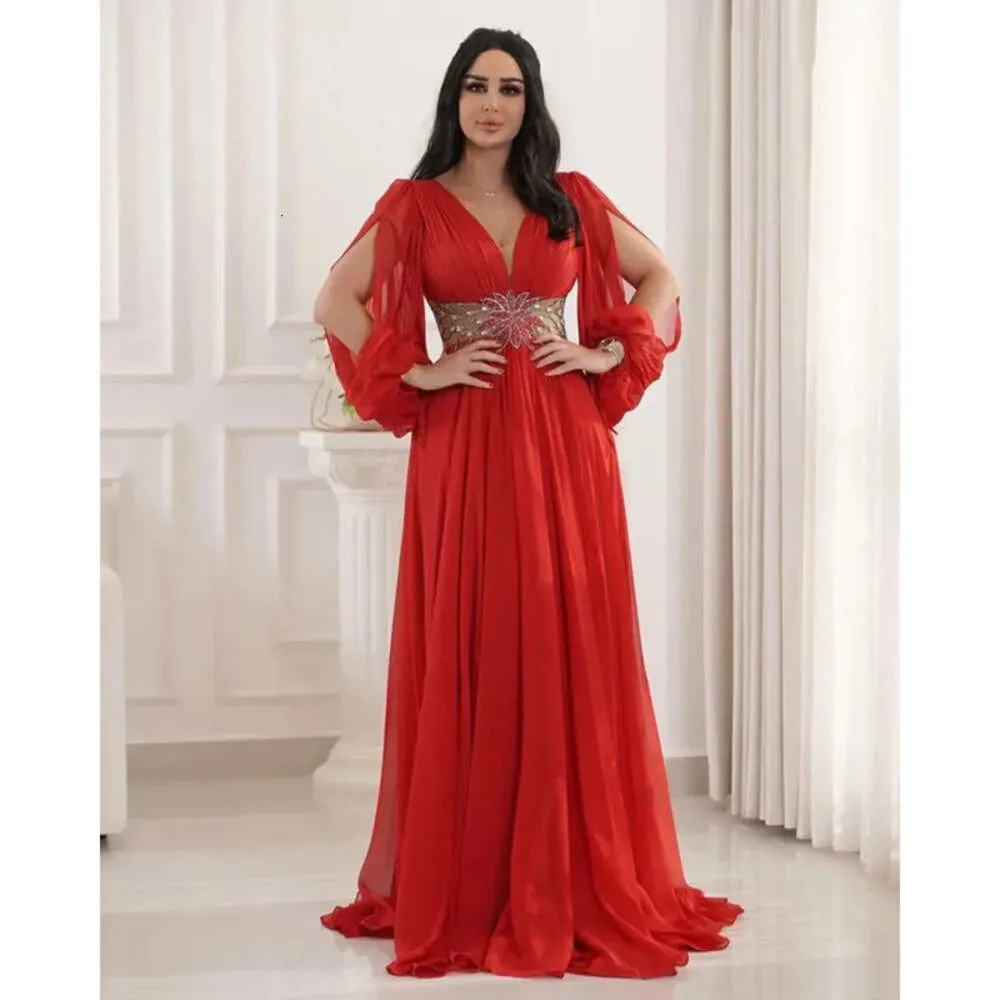 Arabic Oct Red Beaded Crystal Bride Dress For Formal Events And Parties ...