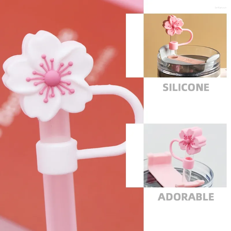 Reusable Silicone Straw Covers - Cartoon Flower, Dust-Proof, Water ...