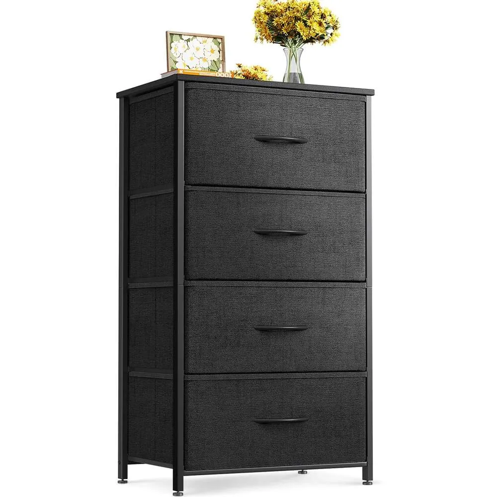 DHgate.com:Fabric Drawer Chest with Wood Top, 4 Drawer Storage ...