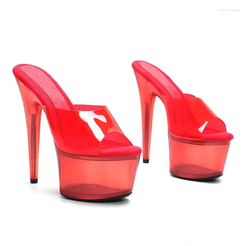 Dance Shoes Laijianjinxia Pvc Uppre Color High Heel Slippers 17cm