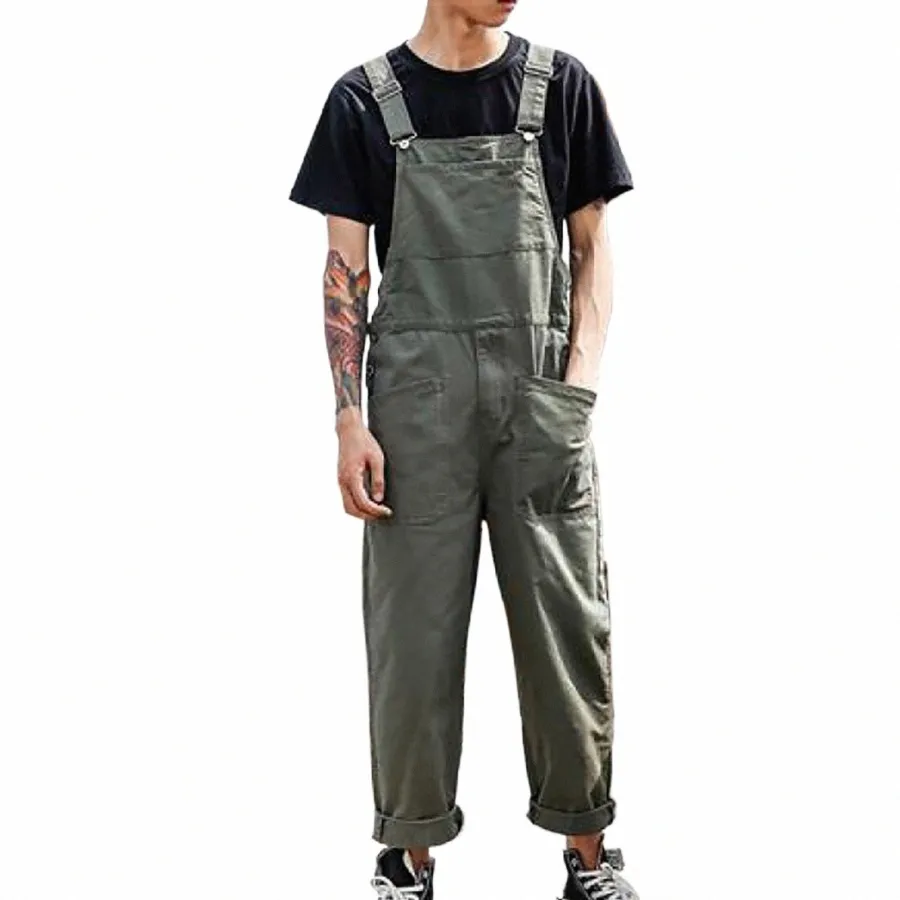 Men's Relaxed Fit Bib Overalls - Lightweight Cotton Workwear Jumpsuit ...