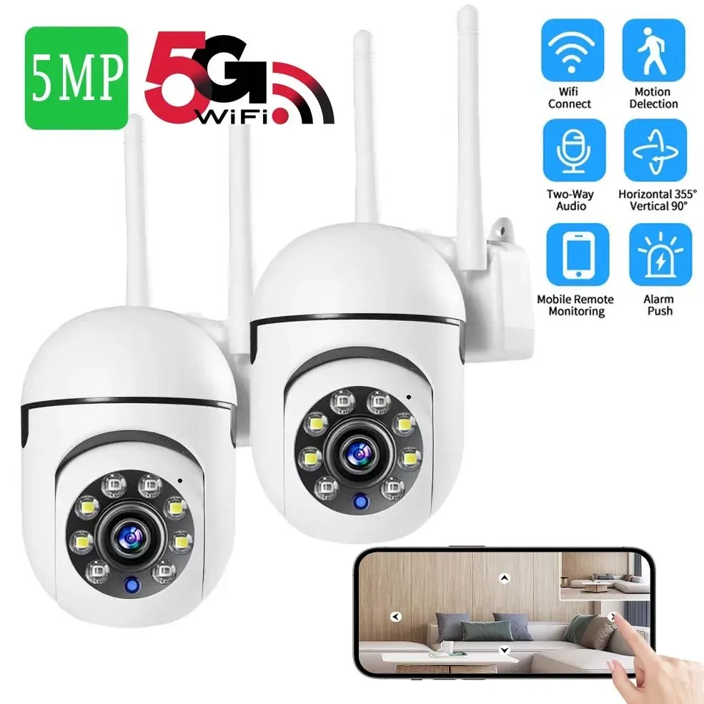 5G WiFi Surveillance Cameras 5MP IP Camera IR Full Color Night Vision ...
