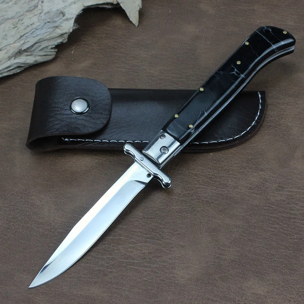 3Models 10 Inch Italian Stiletto Mafia Knife 440c Blade Acrylic Handles ...