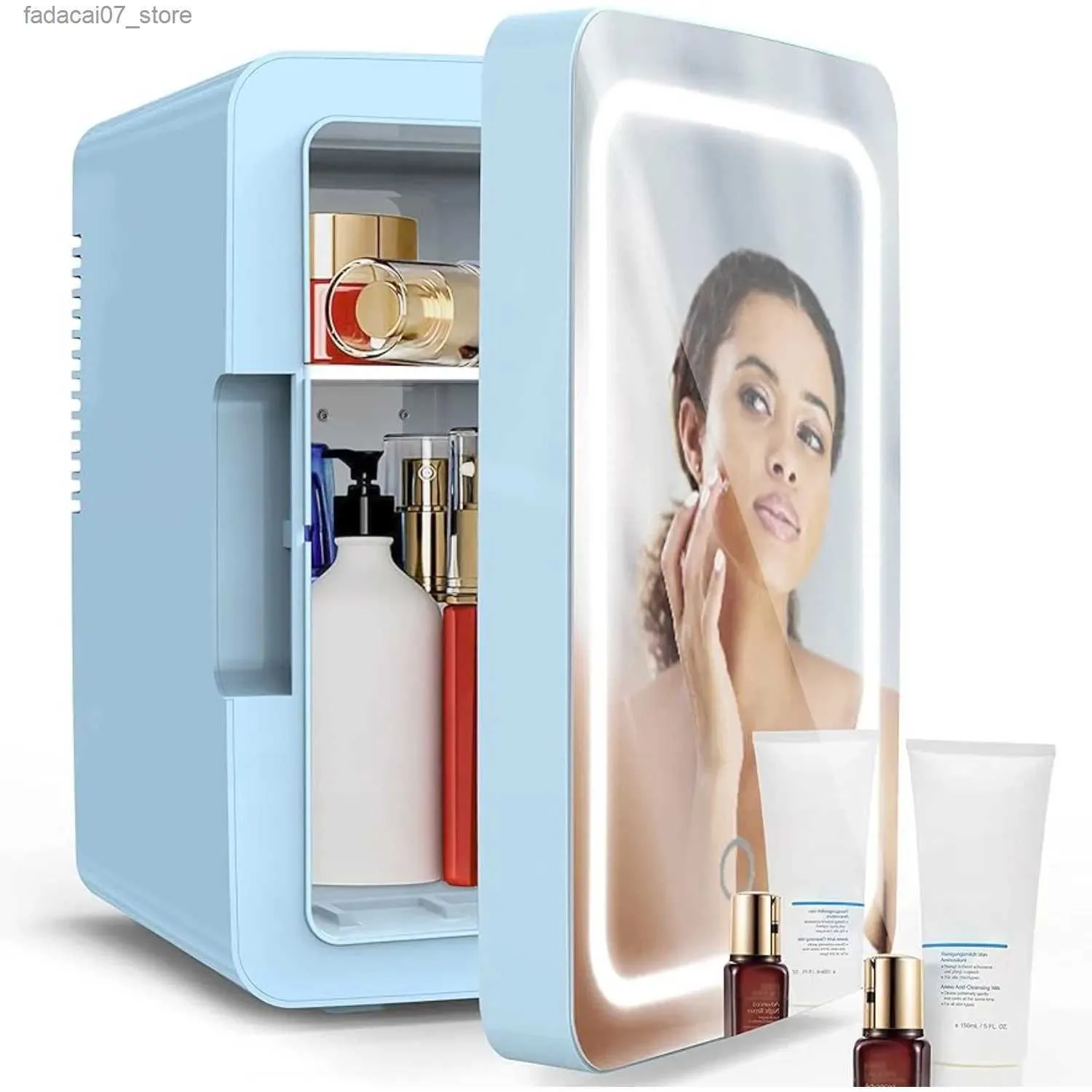 Mini Refrigerator Cooler and Heater 6.2L with LED Illuminated Mirror ...