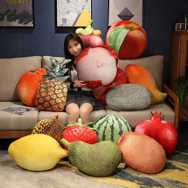 Lifelike Fruit Plush Toy 35 55cm Simulation Apple, Watermelon, MLemon ...