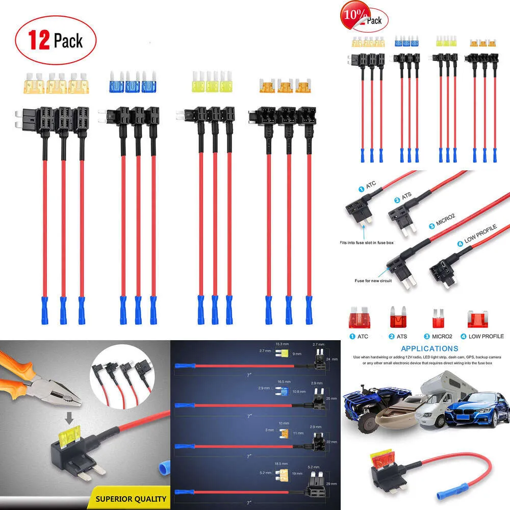 12V Automotive Fuse Tap Assortment 12-Pack - ATO, ATC, ATM, APM Fuse ...