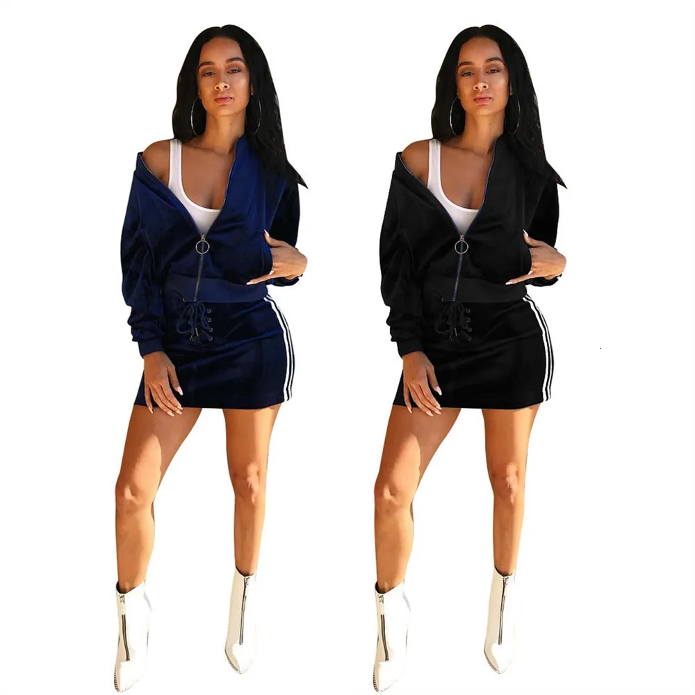 DHgate.com:Womens Cozy Velvet Sports Skirt Suit: Perfect for Autumn and ...