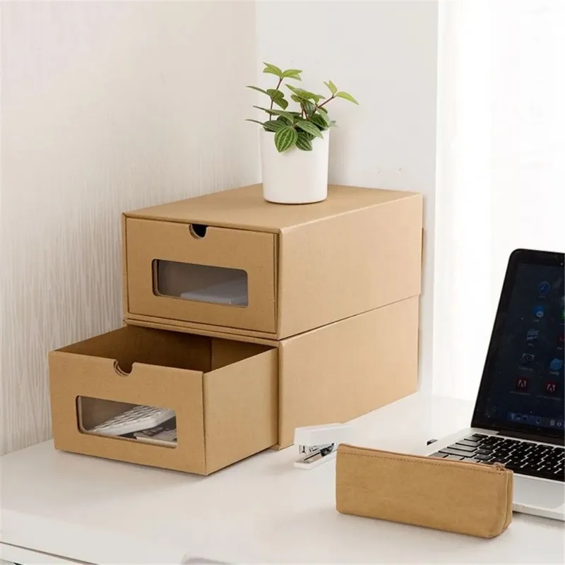DHgate.com:2024 Translucent Kraft Cardboard Drawer Shoe Organizer ...