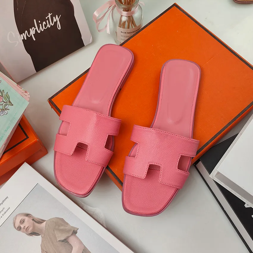 Designer Leather Slides With Cartoon Big Head And Flat Heel For Women Summer Fashion Famous ...