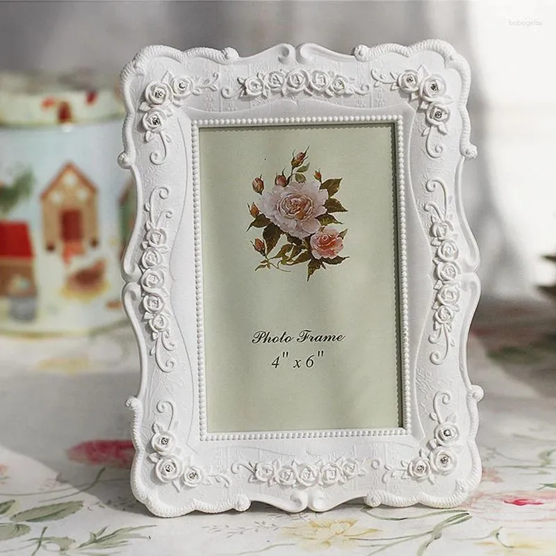 White Rose Flower Floral Picture Frame Organizer Creative Resin Picture ...