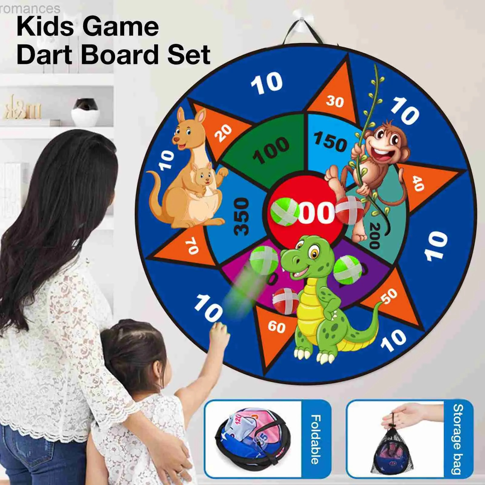 Safe Kids Dart Board Game - Sticky Ball Dartboard, Wall Mounted, Indoor ...