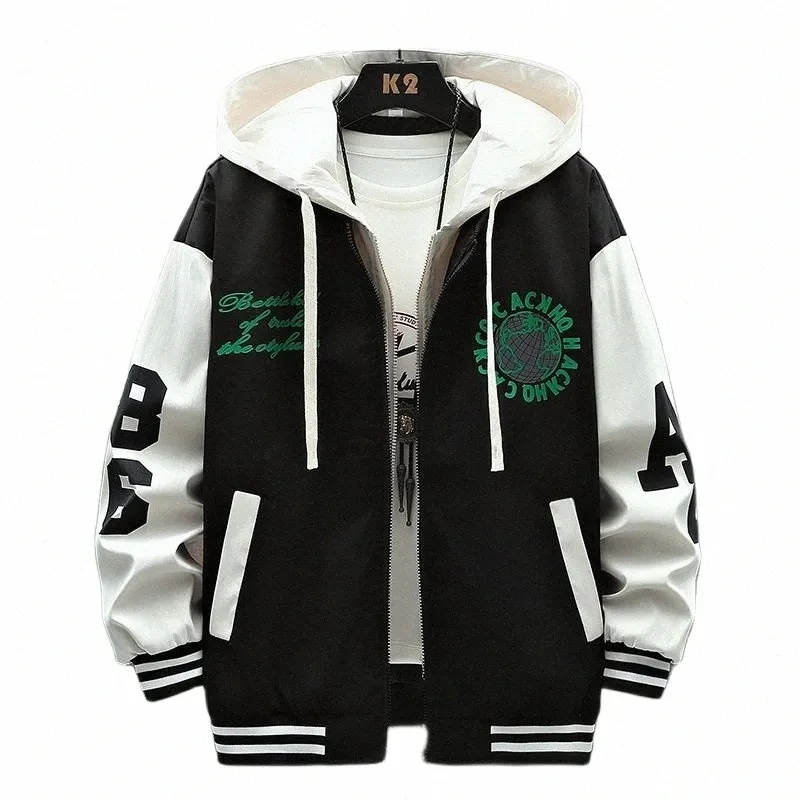 Men's Hooded Baseball Jacket - Lightweight Streetwear, Breathable ...