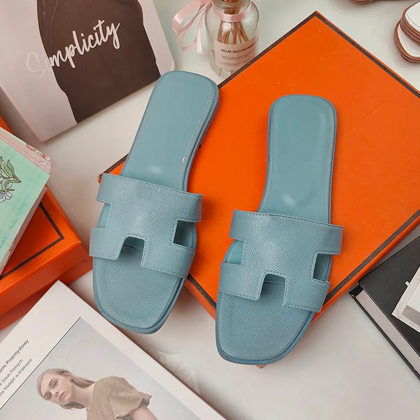 Designer Leather Slides With Cartoon Big Head And Flat Heel For Women ...