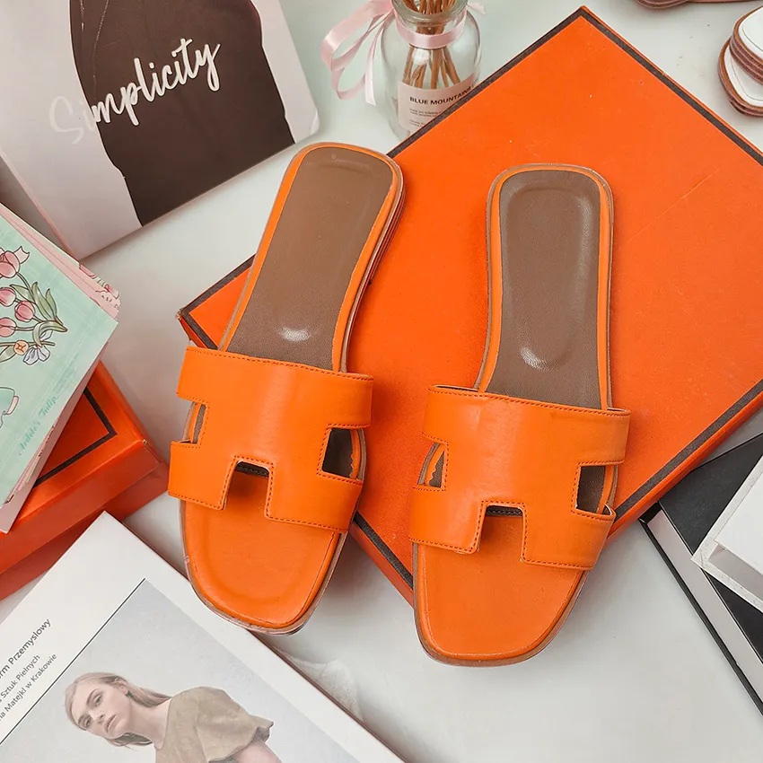 Designer Leather Slides With Cartoon Big Head And Flat Heel For Women Summer Fashion Famous ...