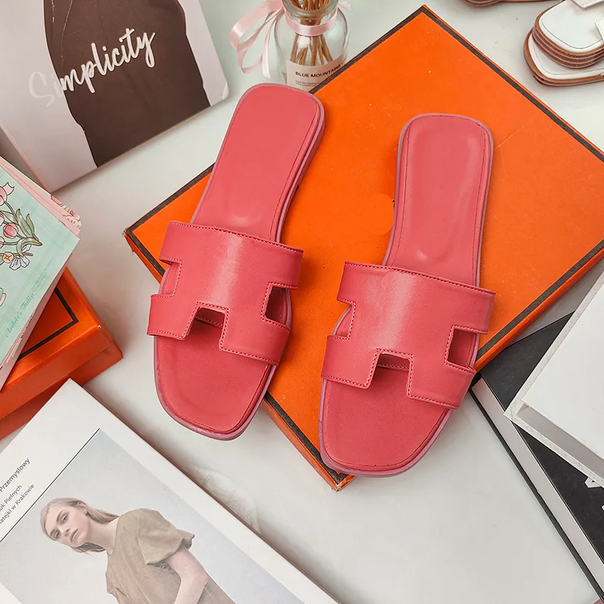 Designer Leather Slides With Cartoon Big Head And Flat Heel For Women Summer Fashion Famous ...