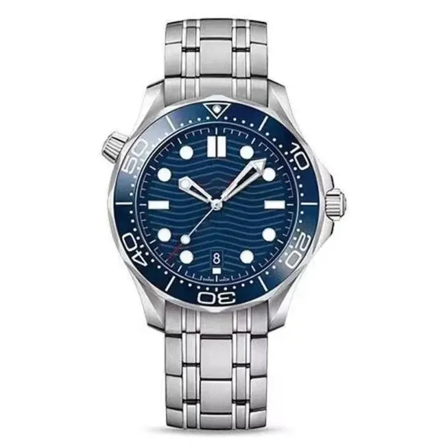 Automatic Dive Watch with Blue Bezel, Stainless Steel Bracelet & Rubber ...