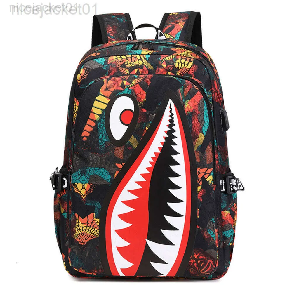 Personalized Shark Print Designer Backpack For Children And Students ...
