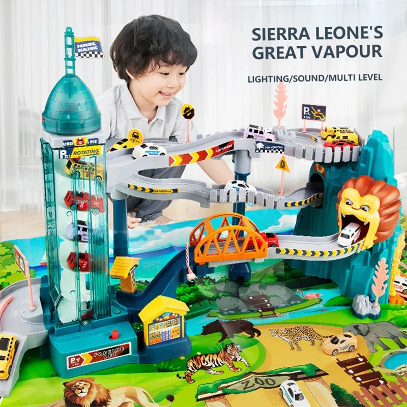 Lion Theme Car Track Diecast For Kids KBDFA Holiday Gift With Wheels ...