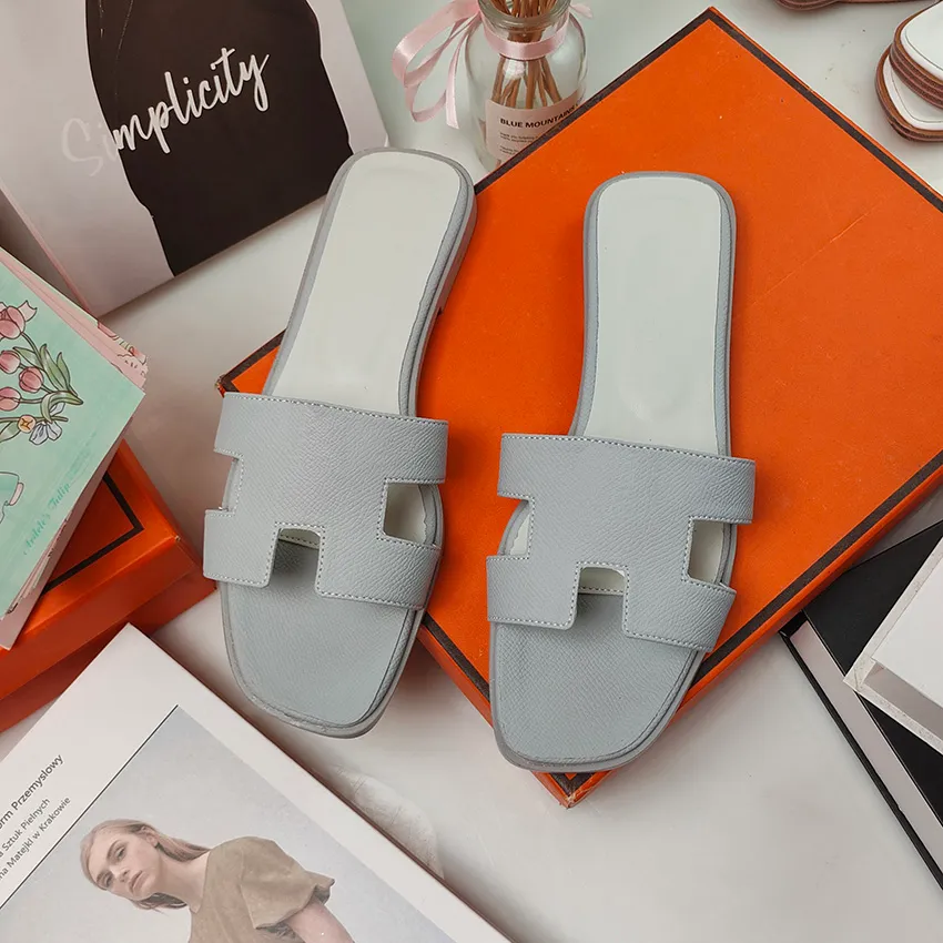 Designer Leather Slides With Cartoon Big Head And Flat Heel For Women Summer Fashion Famous ...