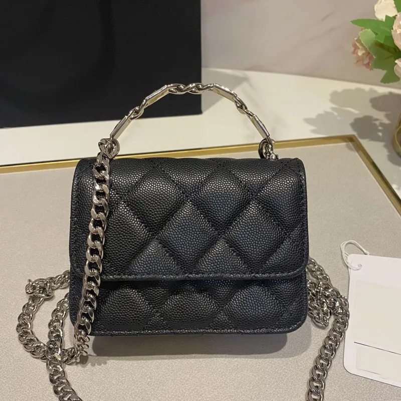 Top Designer Mini Rectangular Flip Bag Genuine Leather Black Crossbody ...