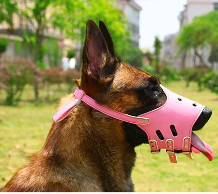 Adjustable PU Dog Muzzles For Safe Biting And Walking Black/Pink/Sandy ...