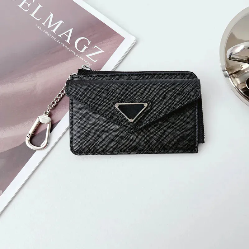 Designer Leather Wallet Coin Purse Keychains with Letter Pattern Zipper ...